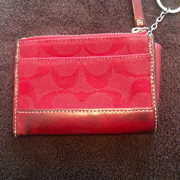 Coach | Accessories | Coach Red Zip Card Holdercoin Purse | Poshmark